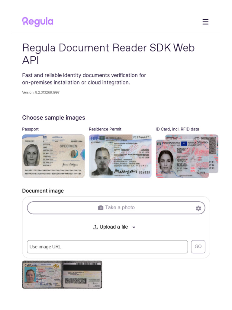 Regula Document Reader SDK Web API - Demo Tool | PDF | Identity Document | Mobile App