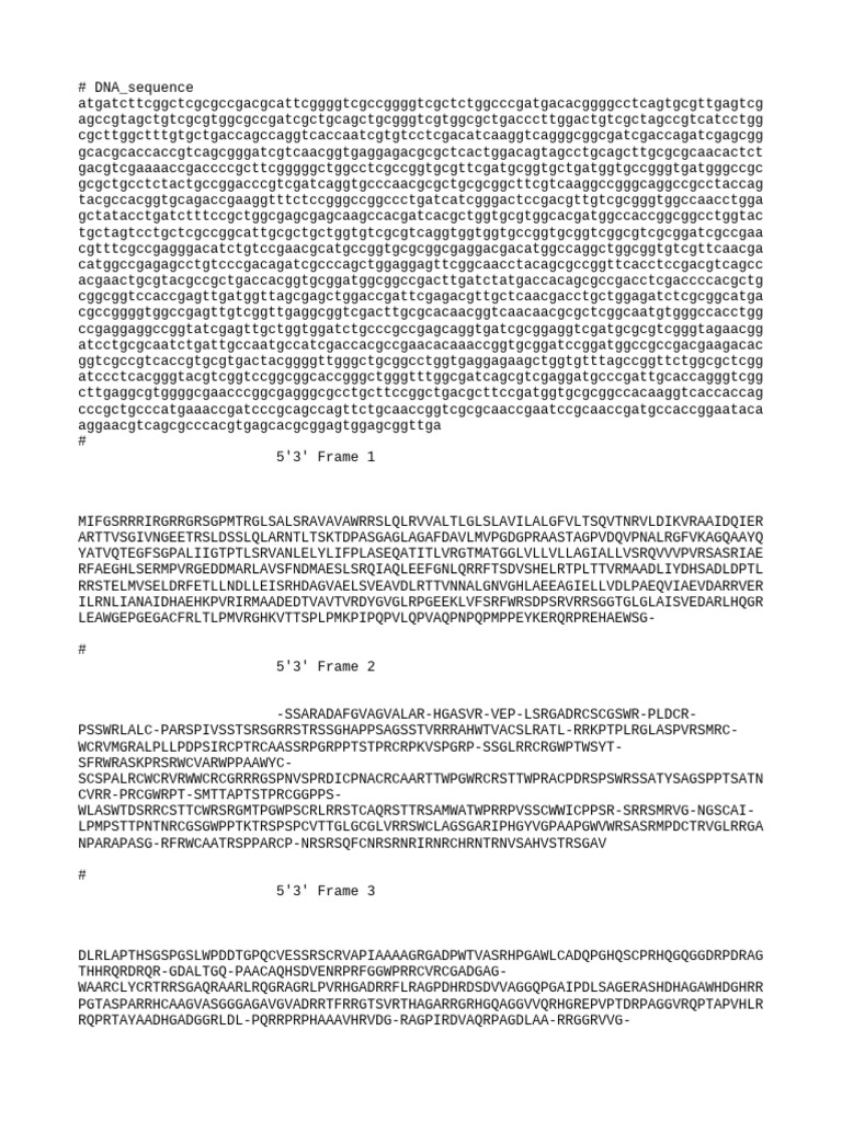 DNA Sequence and Protein Frames Analysis | PDF