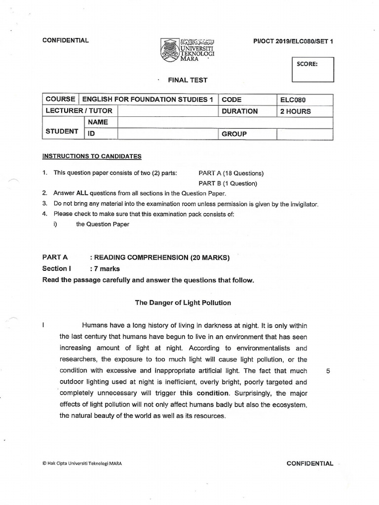 October 2019 Set Question Paper | PDF