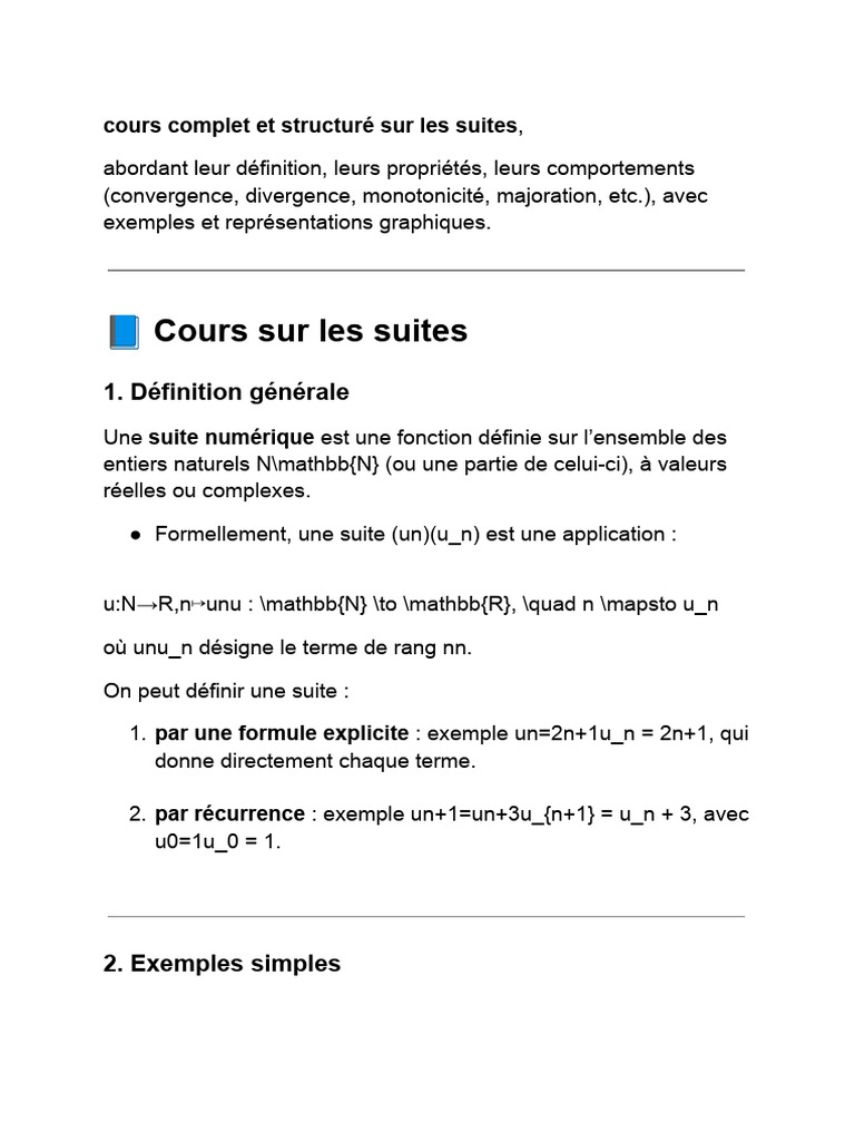 Comportement des suites et monotonicité | PDF | Séquence | Limite ...