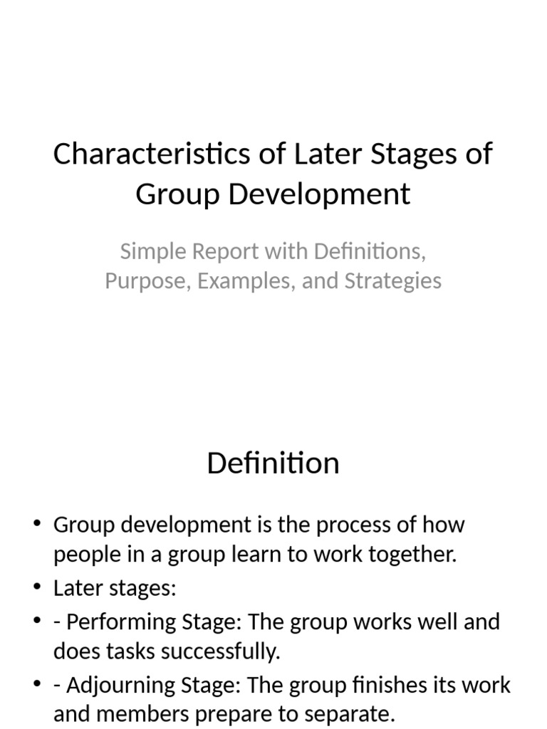 Later Stages Group Development | PDF