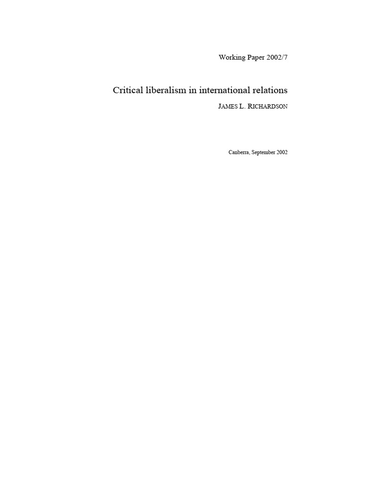 Critical Liberalism in International Relations | PDF | Liberalism ...