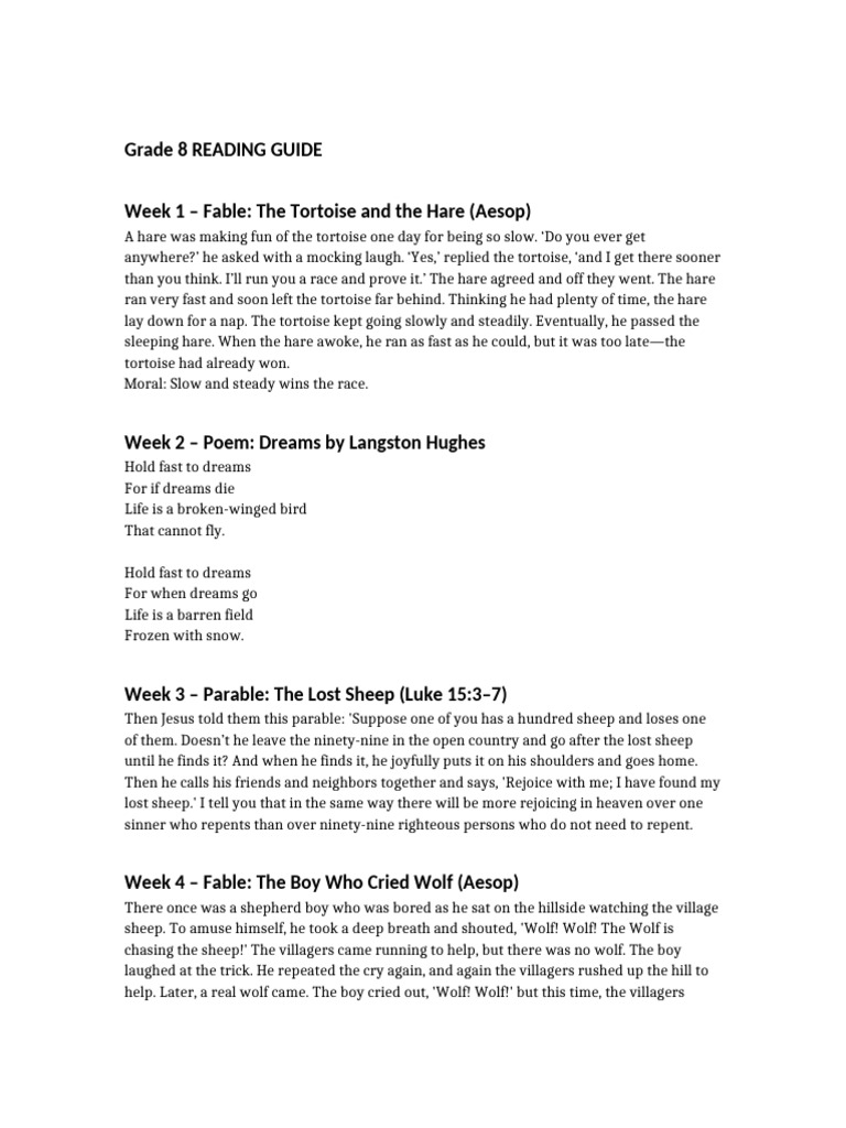 Printable Fables Poems Parables | PDF