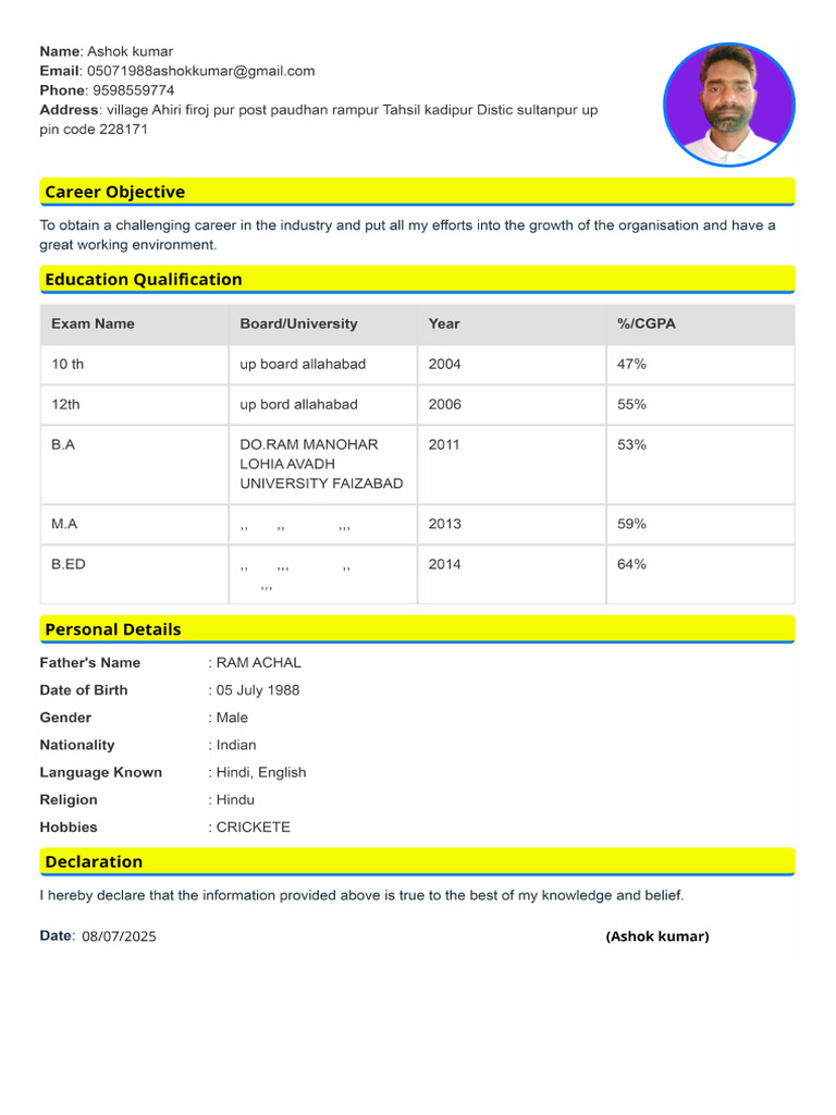 KBM Resume Maker | PDF
