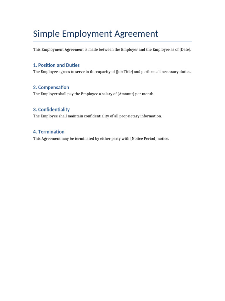 Simple Employment Agreement Template | PDF