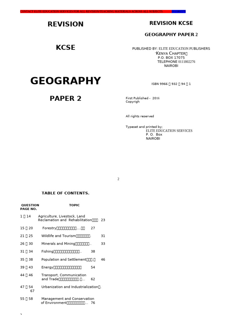 Kcse Geography Paper 2 Revision Guide Pdf Agriculture Sugarcane