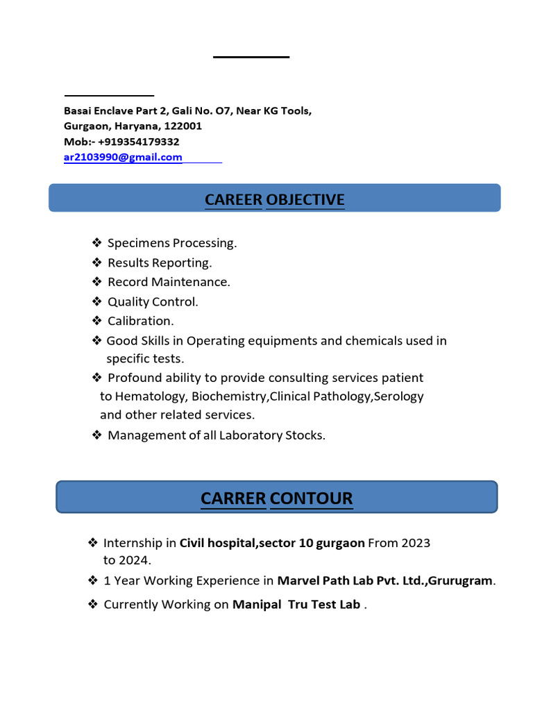 Anamika Cv 2025 New | PDF | Health Care | Pathology
