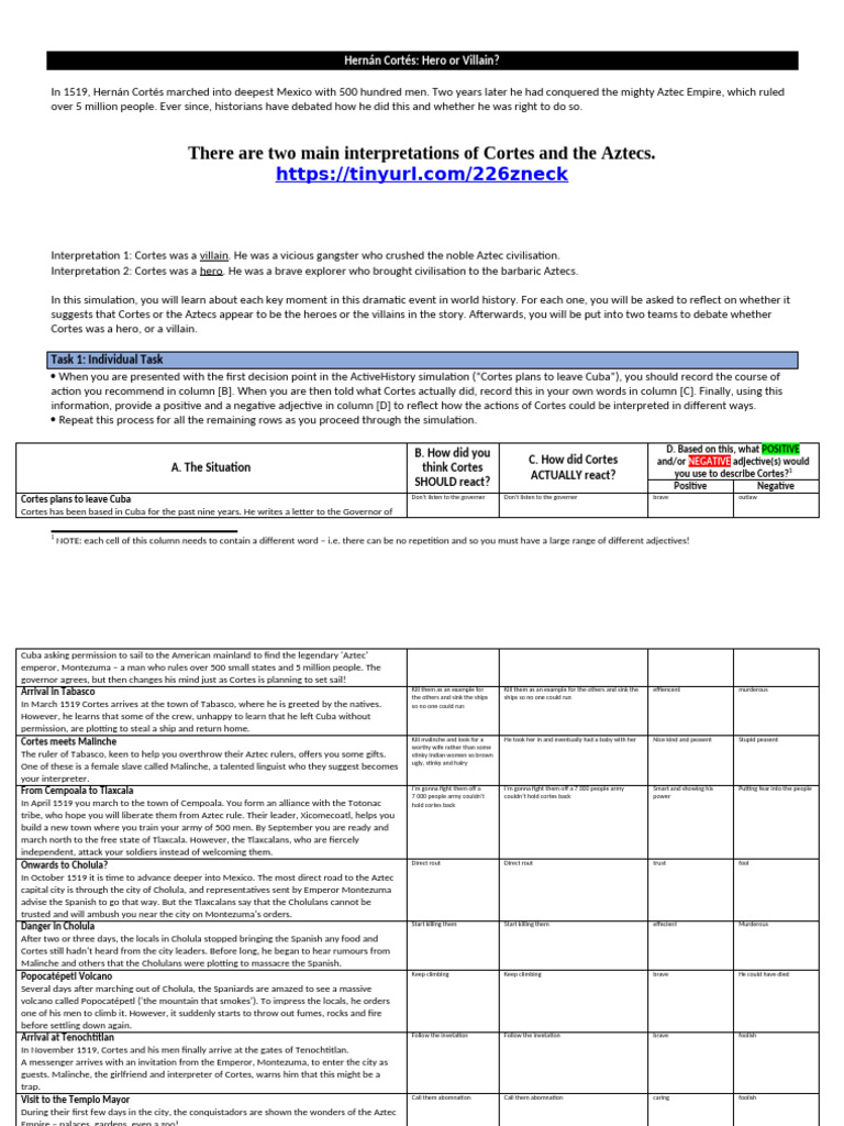 Aztec Worksheet 5 Mike | PDF | Hernán Cortés | Mesoamerica