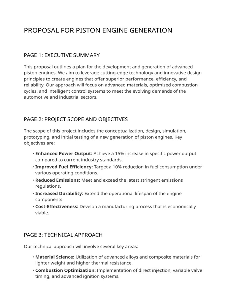 Advanced Piston Engine Development Proposal | PDF | Engines | Internal ...