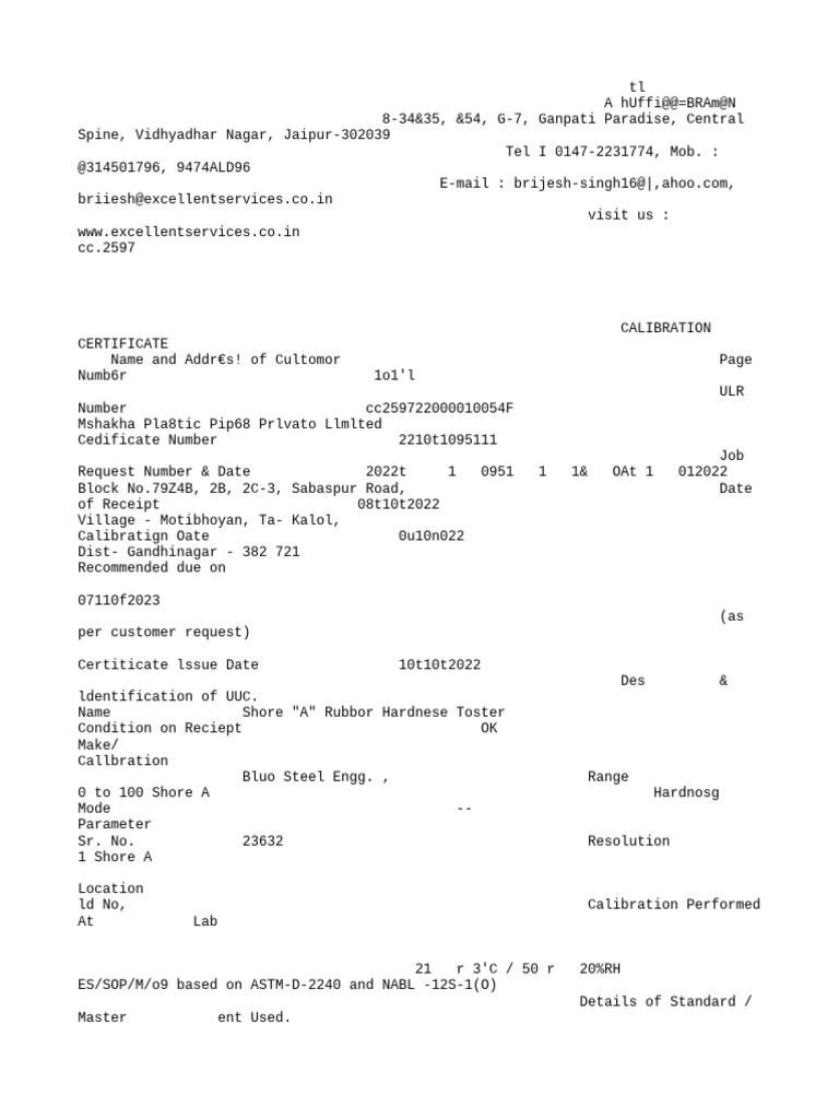 Calibration Certificate for Shore A Hardness | PDF | Accuracy And ...