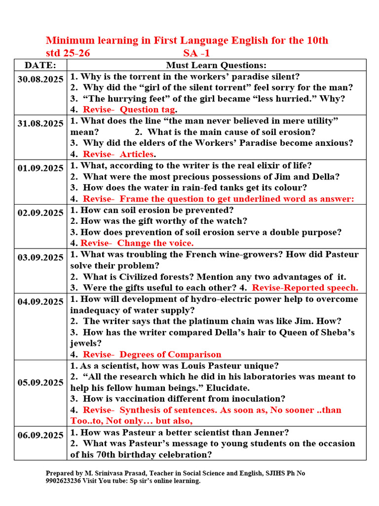 10th Grade English Learning Guide | PDF