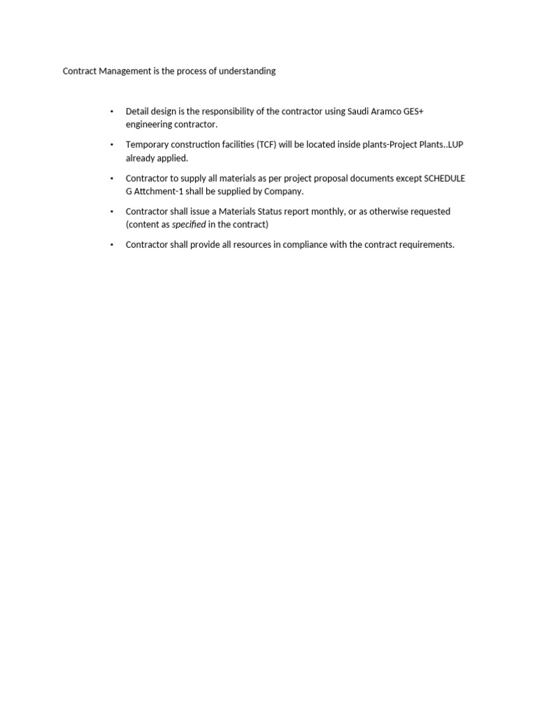 Contract Management for Saudi Aramco Projects | PDF