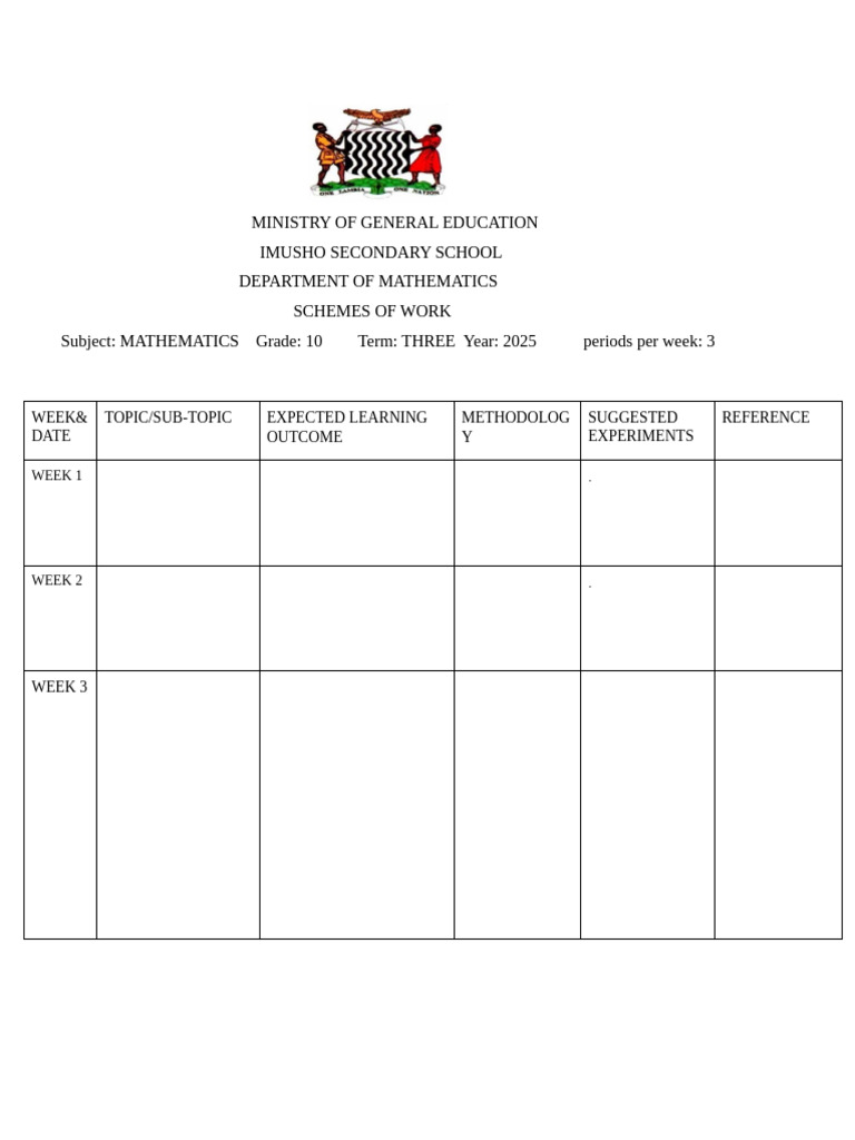 Mathematics Schemes of Work | PDF