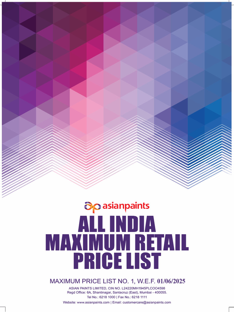ASIAN PAINTS All India Maximum Retail Price List | PDF | Paint | Brown
