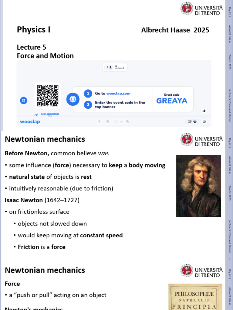 Lecture 5 Force and Motion | PDF | Force | Newton's Laws Of Motion