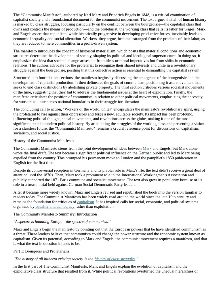 Communist Manifesto | PDF | The Communist Manifesto | Communism