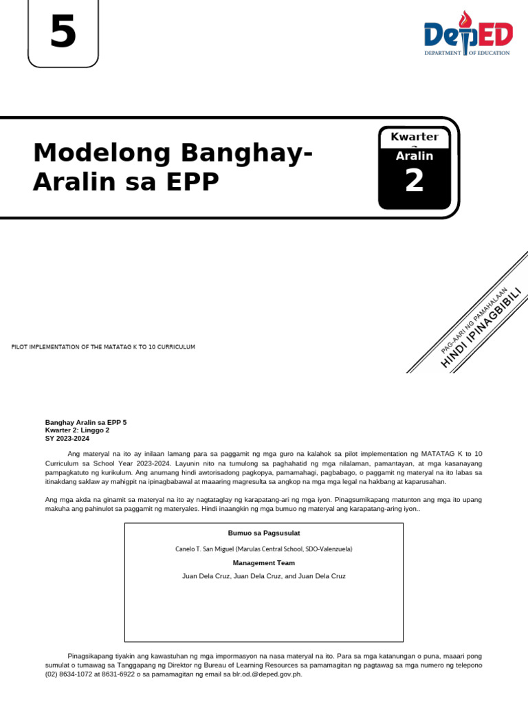 Q2 LE EPP 5 Lesson 2 Week 2-Edited | PDF