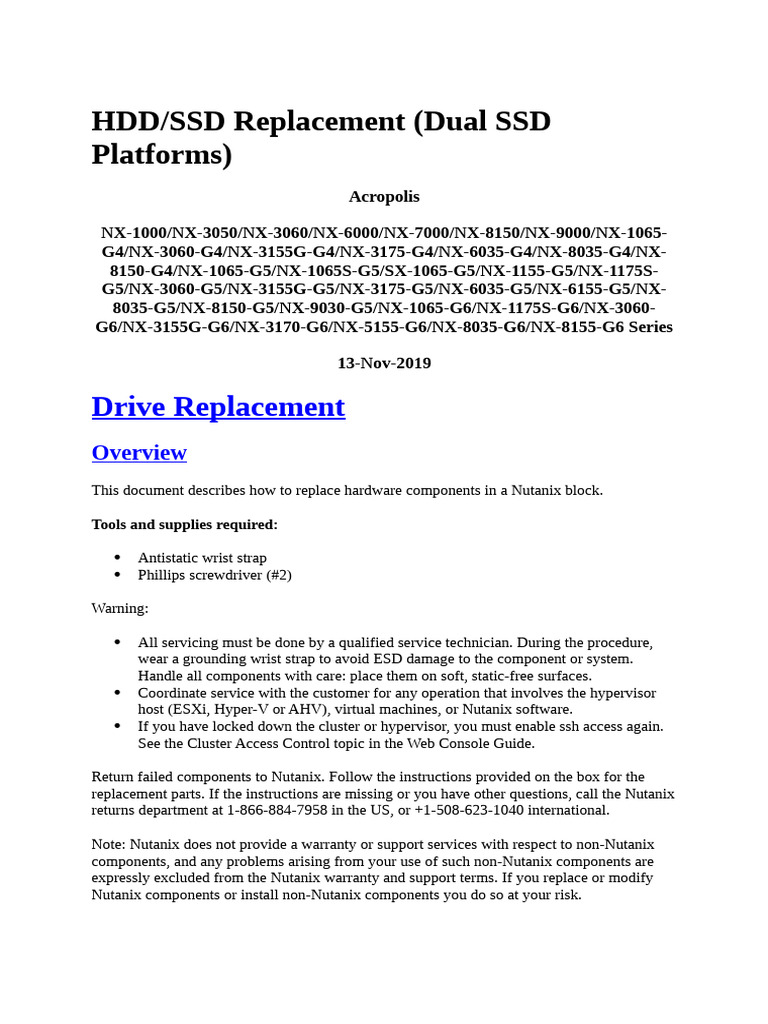HDD or SDD Replacement NUTANIX | PDF | Hard Disk Drive | Solid State Drive
