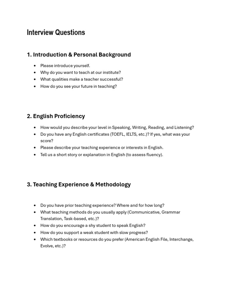 Teacher Interview Preparation Guide | PDF