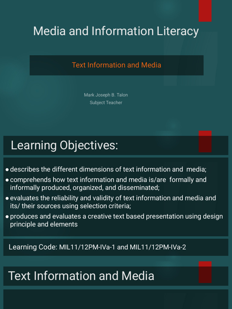 MIL - Lesson 3 | PDF | Typefaces | Serif