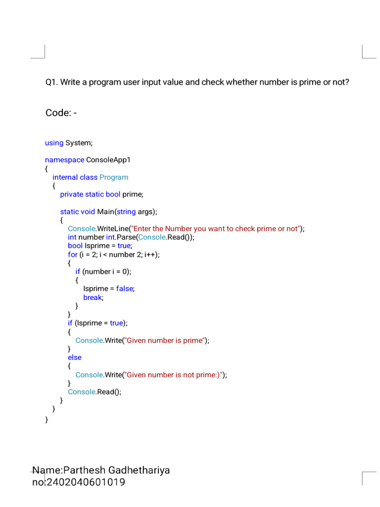C# Programming Basics: User Input Examples | PDF | Computer Programming ...
