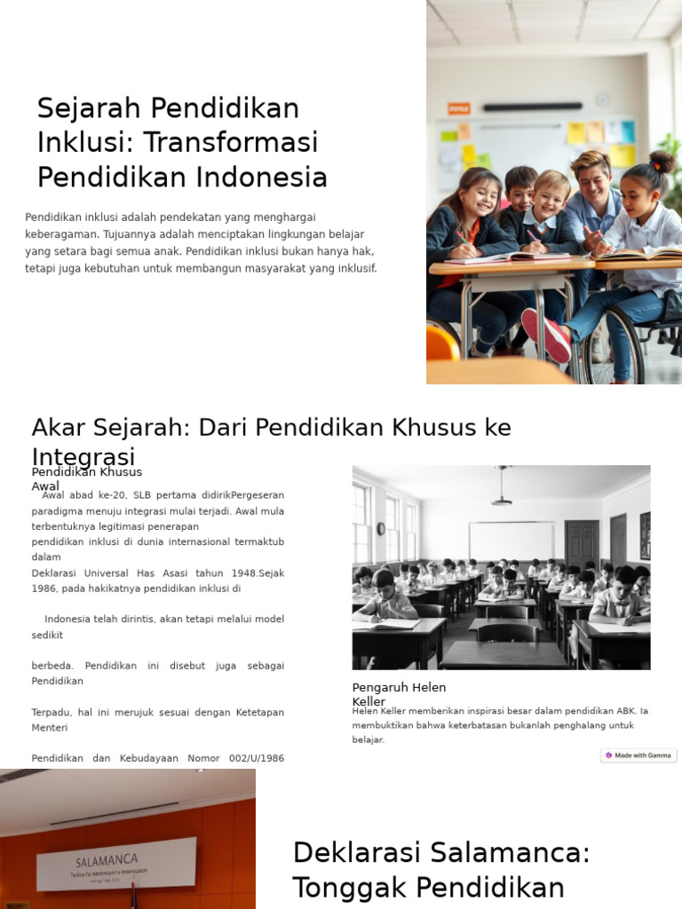 Sejarah Pendidikan Inklusi Transformasi Pendidikan Indonesia - PPTX 20250320 105609 0000 | PDF