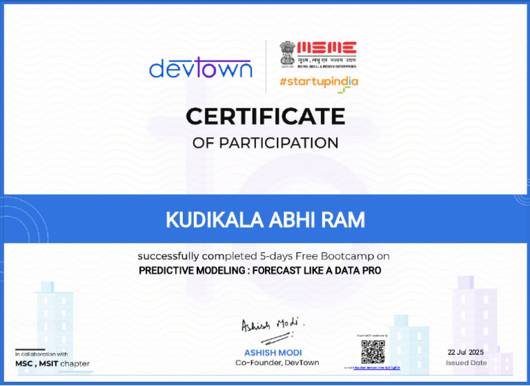 Certificate (Dev Town) | PDF