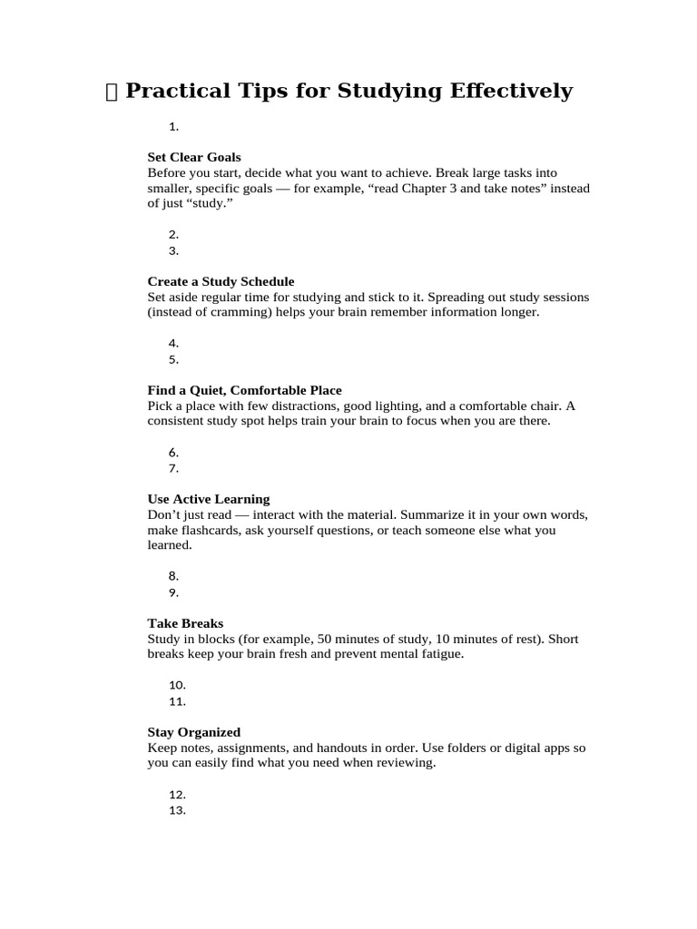 ? Practical Tips For Studying Effectively | PDF