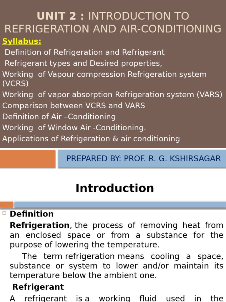 Introduction To Refrigeration and Air Conditioning Unit 3 RGK | PDF