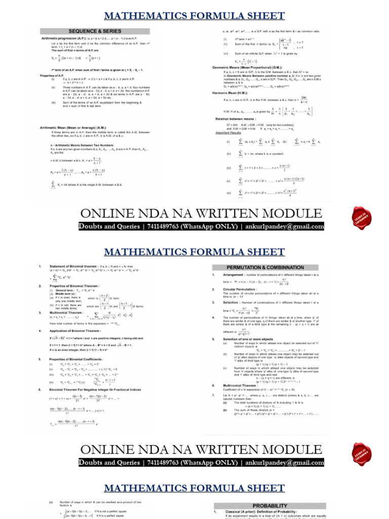 Formula All Maths | PDF | Mathematics