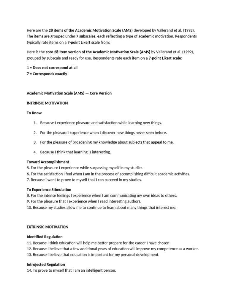 Academic Motivation Scale | PDF | Motivation | Motivational