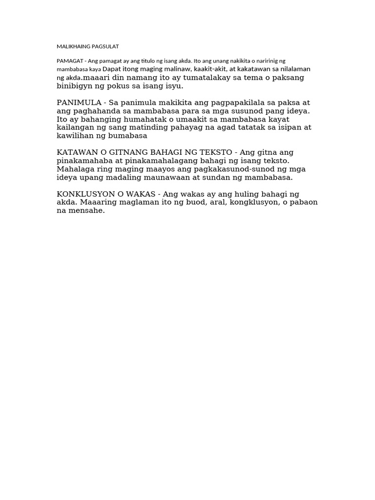 Malikhaing Pagsulat | PDF