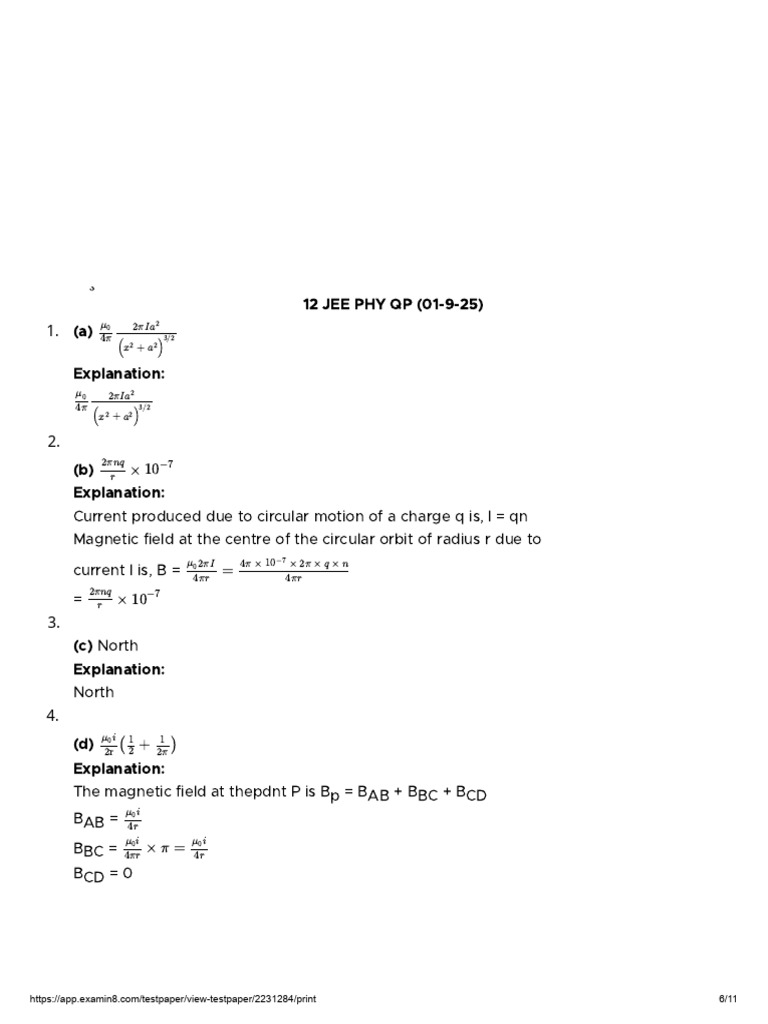 12 Jee Phy Sol (01-09-2025) | PDF