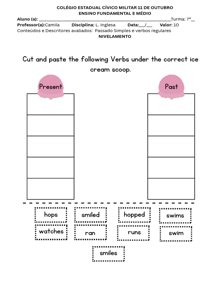 Pink and Red Illustrative Verb Tenses English Worksheet - 20250905 ...