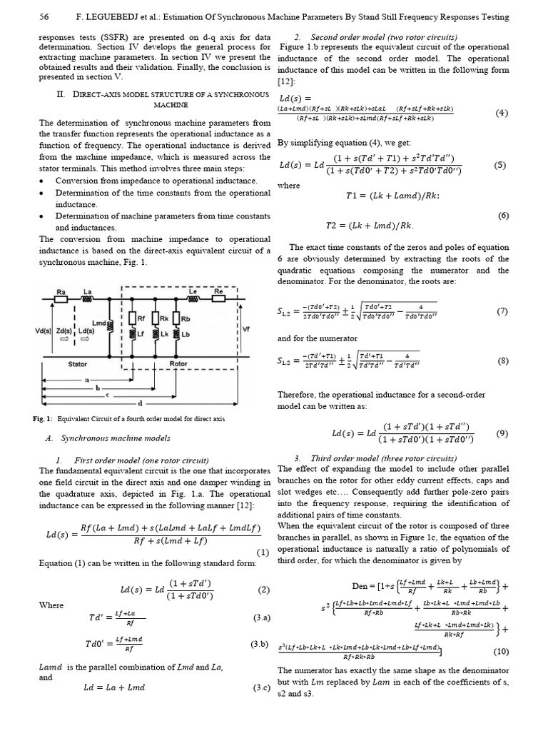 Synchronous Machine Parameter Estimation | PDF | Inductance ...