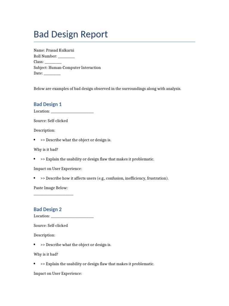 Analysis of Bad Design Examples | PDF
