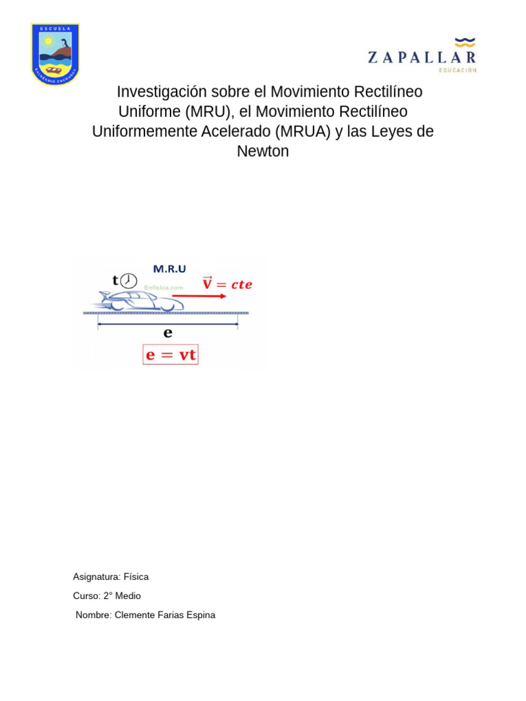 Trabajo Física Clemente | PDF | Fuerza | Aceleración