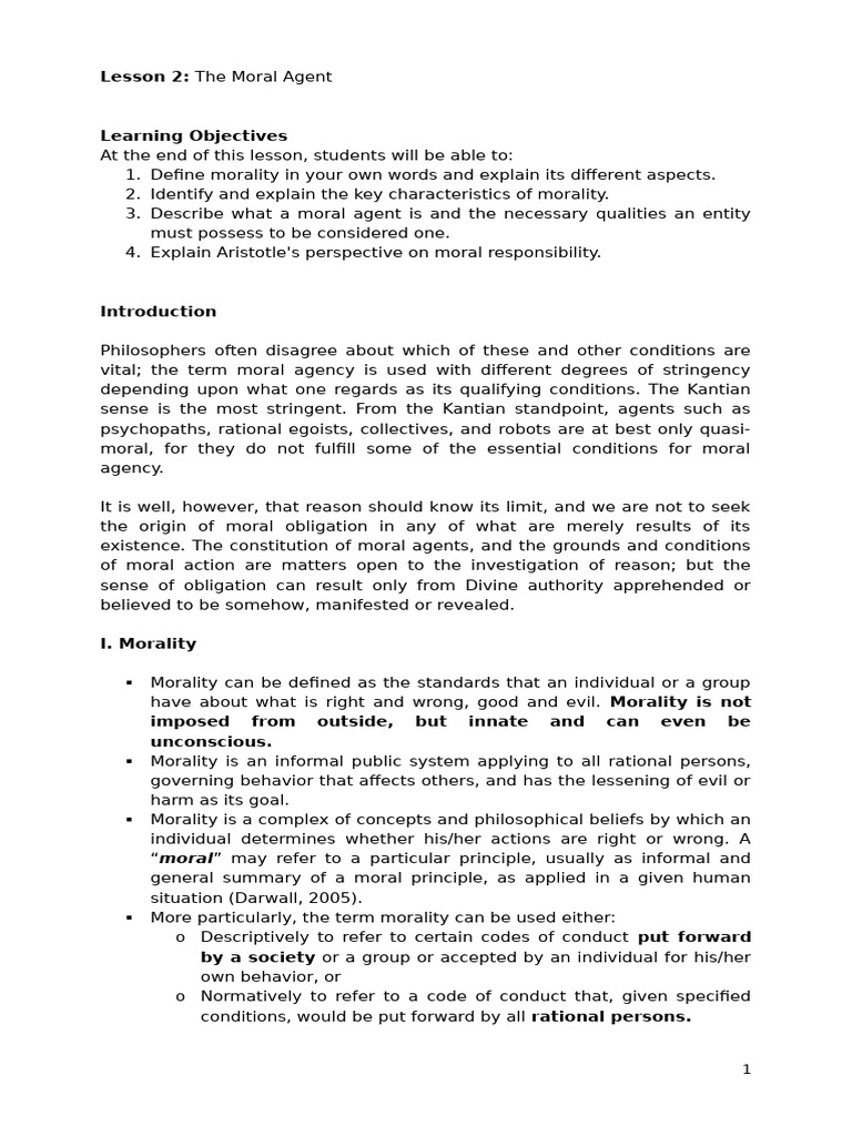 Understanding Moral Agency and Responsibility | PDF | Morality | Reason