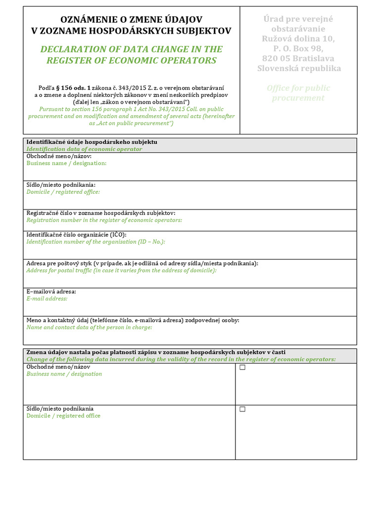 Oznamenie Zmeny Zhs Eng Version | PDF