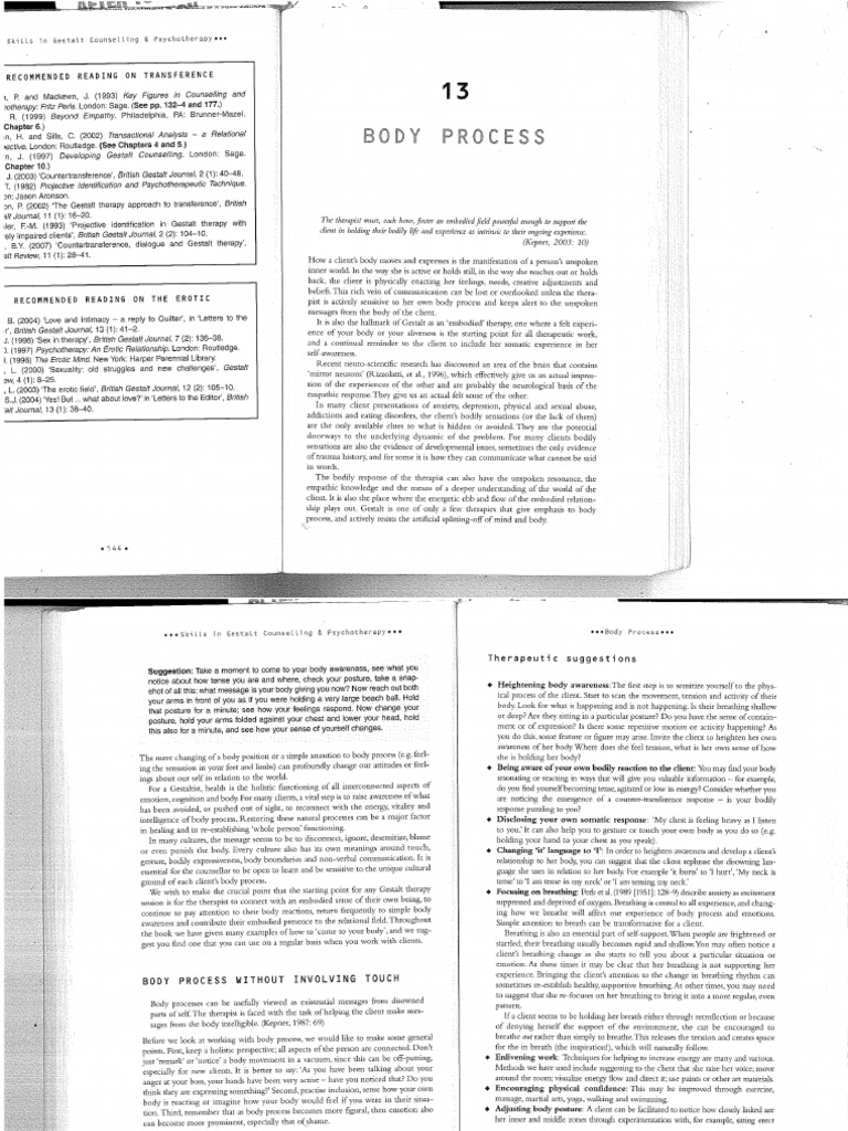 Gestalt - Skills In... Body Process | PDF