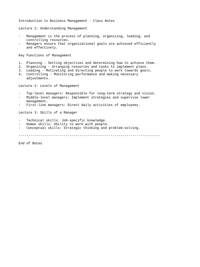 Class Notes | PDF