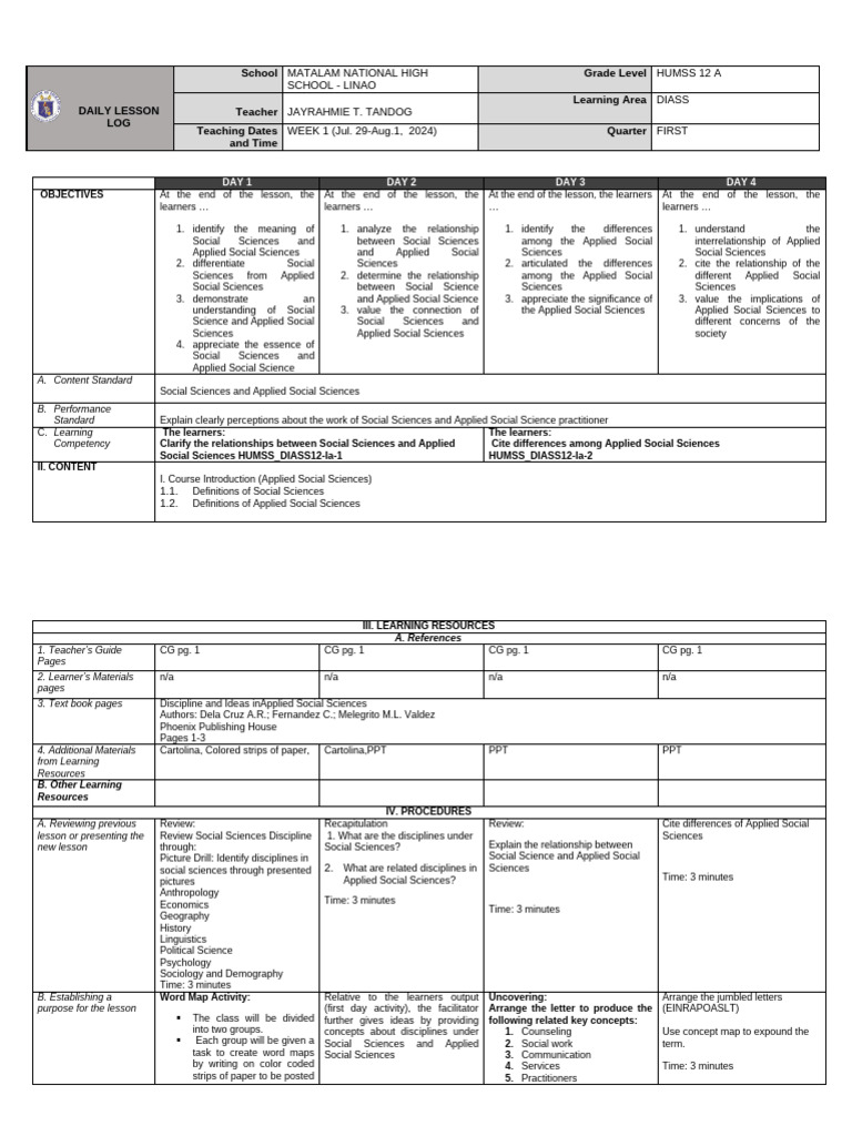 Diass Week 1 | PDF | Social Sciences | Science