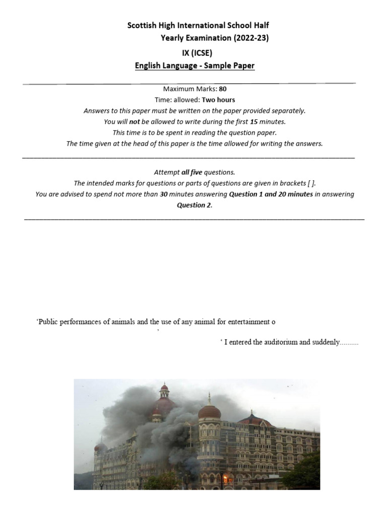 Class 9 English Sample Paper | PDF