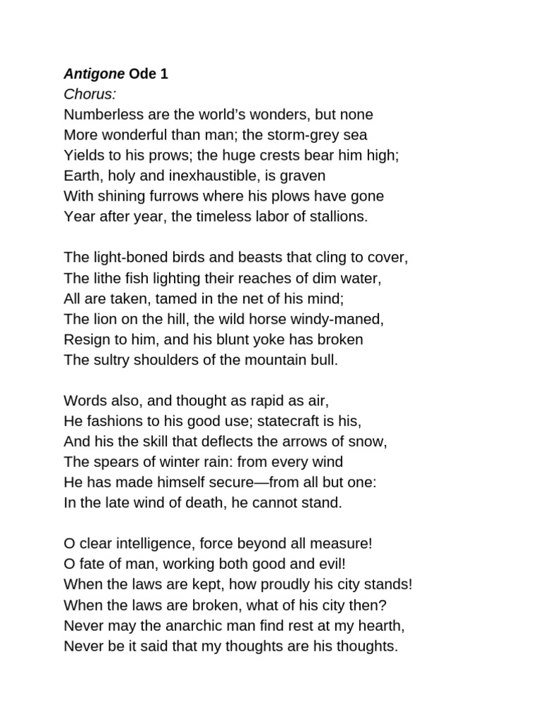 Antigone Ode 1 | PDF