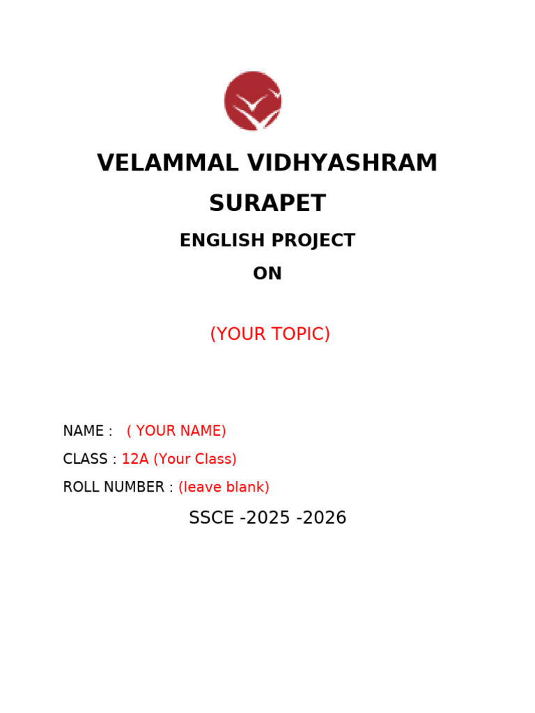 Cover Page For English Project | PDF