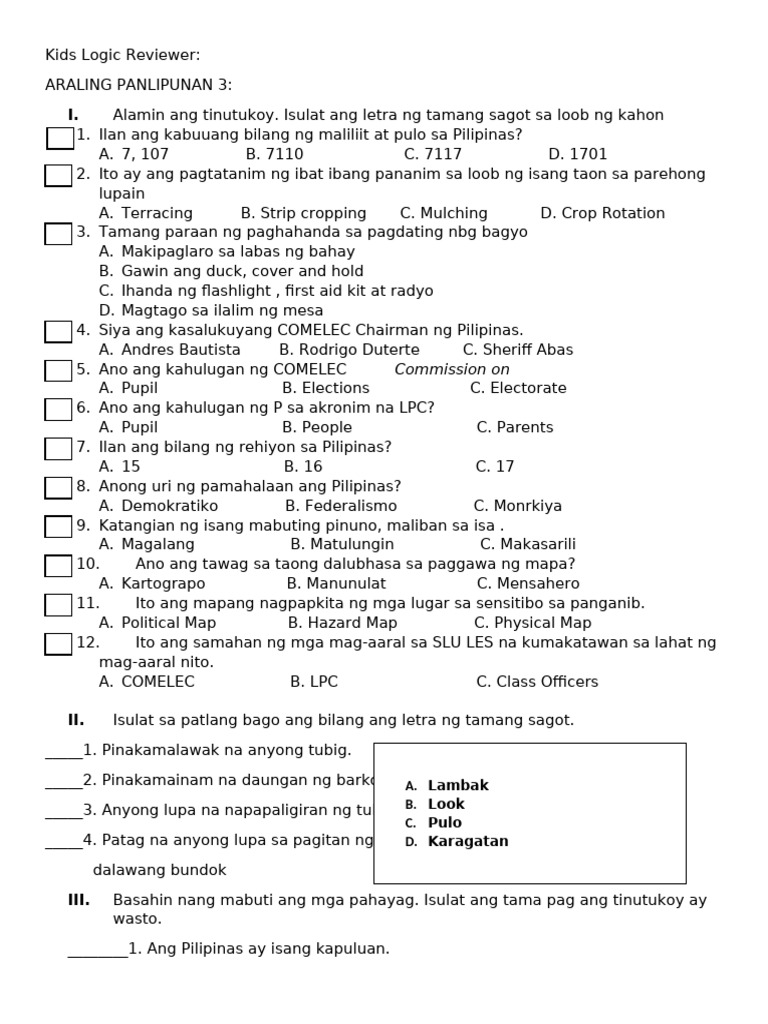 Kids Logic Reviewer Grade 3a | PDF