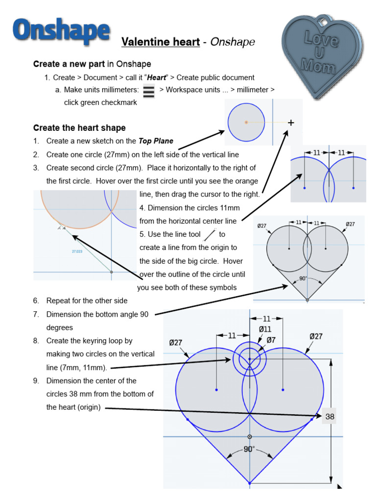 Create a Heart Keychain in Onshape | PDF
