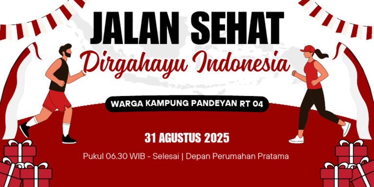 Merah Dan Putih Ilustrasi Jalan Sehat Kemerdekaan Banner - 20250826 ...