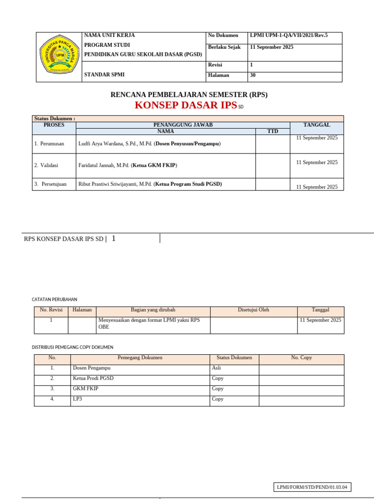 RPS Konsep Dasar IPS SD | PDF