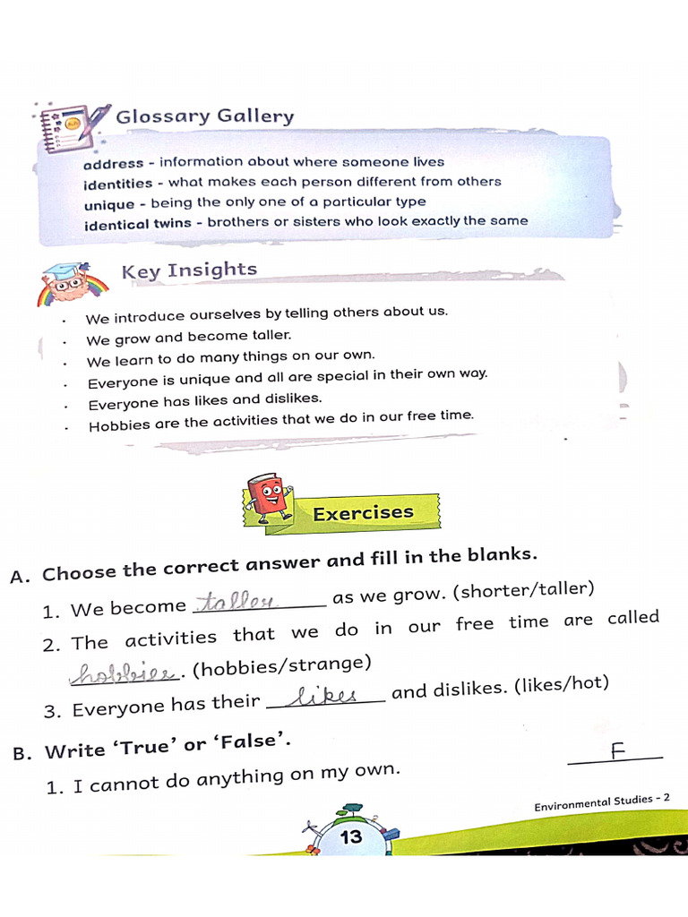 EVS Book Class 2nd Term-1 | PDF